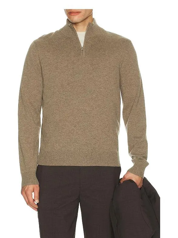 Theory Hilles Cashmere Quarter Zip Sweater - Grey