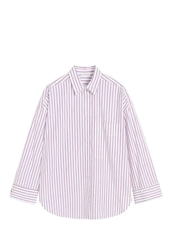 BY MALENE BIRGER Derris Organic Cotton Shirt - Cabernet Stripe