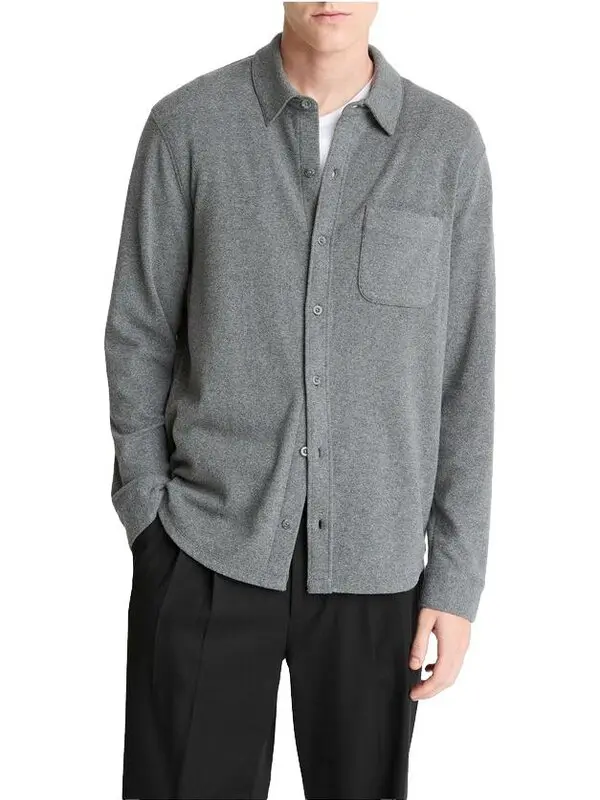 Vince Knit Cotton-blend Button-front Shirt - Gray