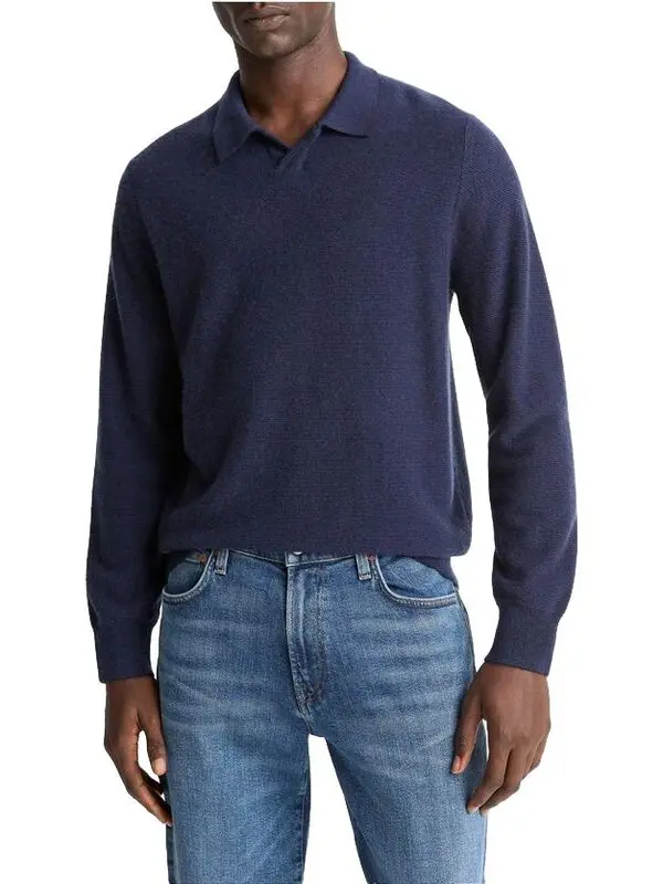 Vince Feed Plush Cashmere Johnny-collar Sweater - Blue