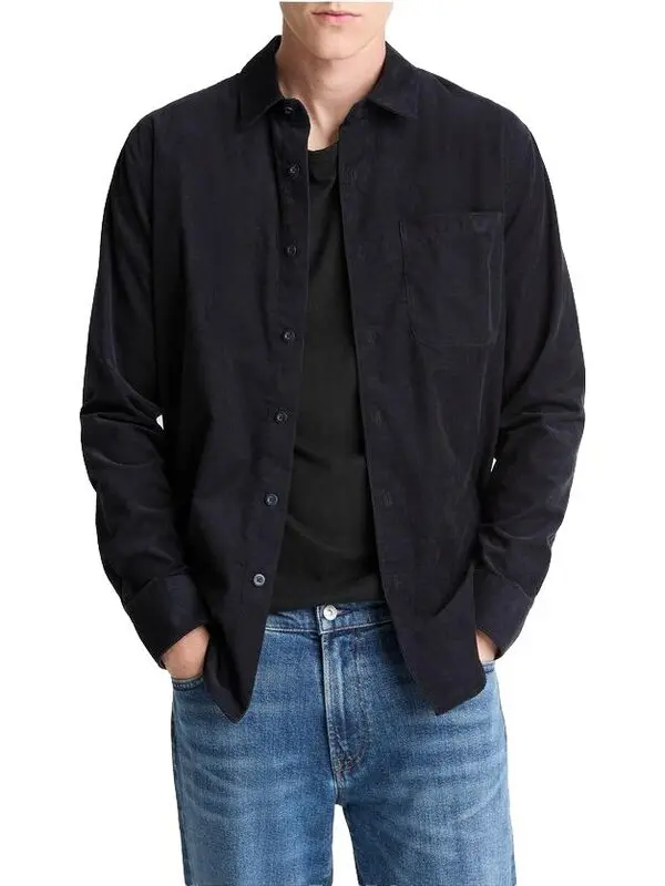Vince Italian Cotton Corduroy Shirt - Black