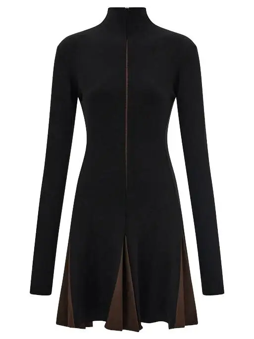 FERRAGAMO Fit And Flare Mini Dress With Contrasting Inserts - Black