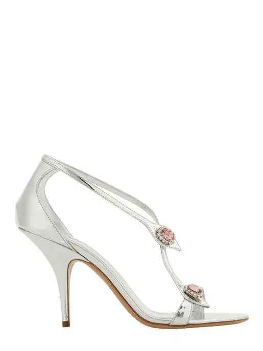 FERRAGAMO Crystal Embellished Sandals - Silver