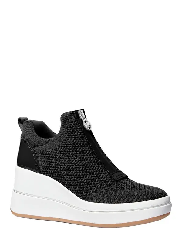 Michael Kors Emmy Mesh Zip-up Wedge Trainers - Black