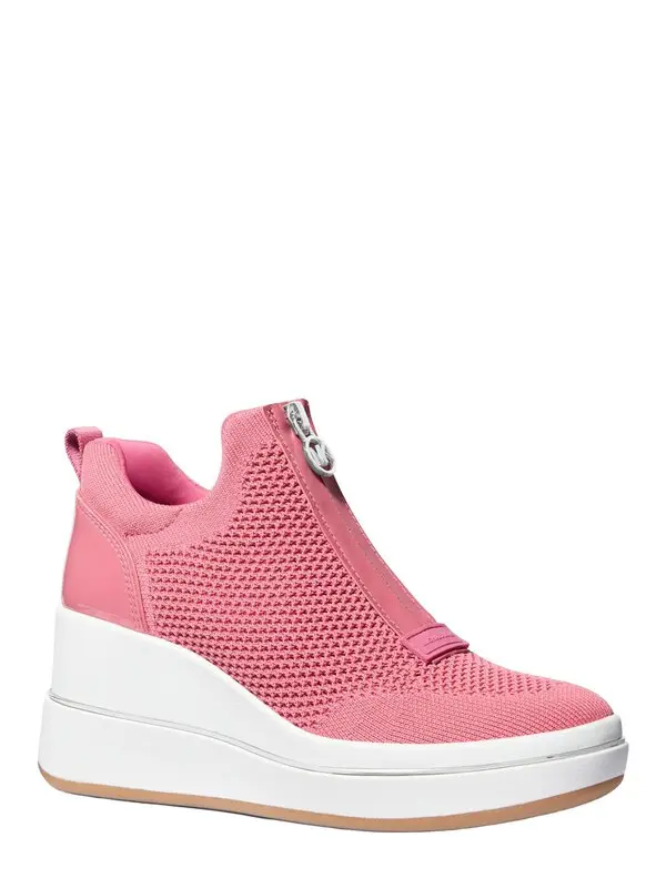 Michael Kors Emmy Mesh Zip-up Wedge Trainers - Pink