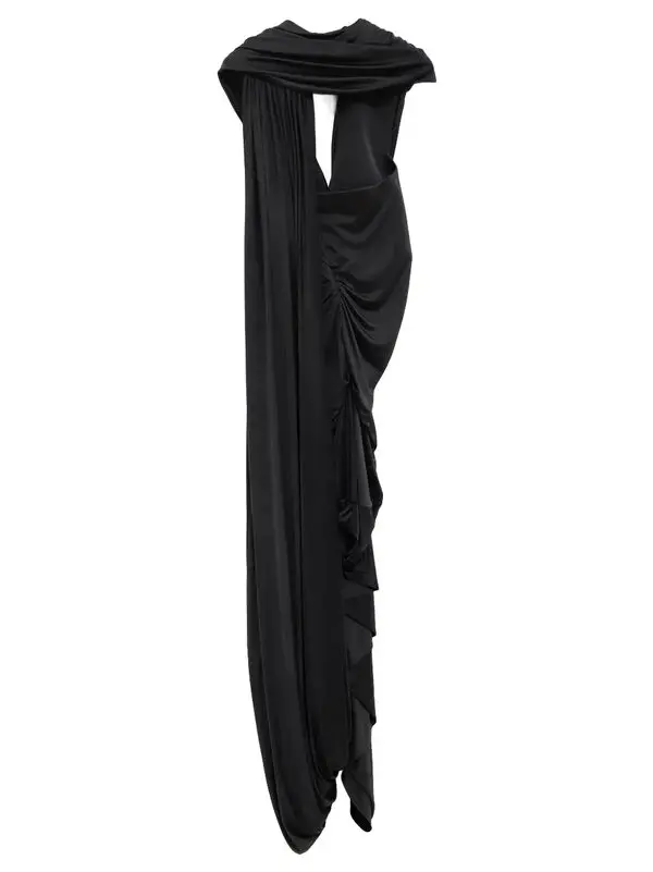 Loewe Knotted-detail Draped Dress - Black