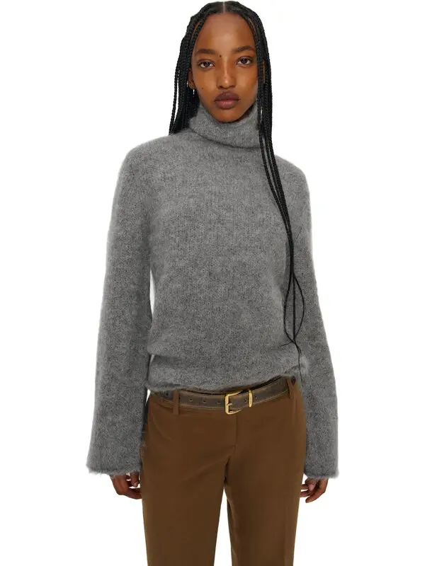 REFORMATION Grove Alpaca Turtleneck - Grey