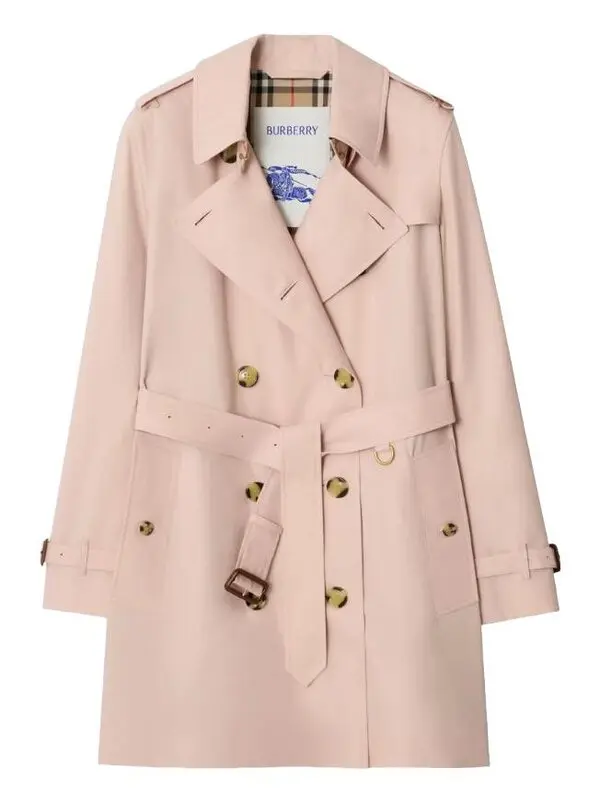 Burberry Short Tropical Gabardine Kensington Trench Coat - Pale Sugar Pink