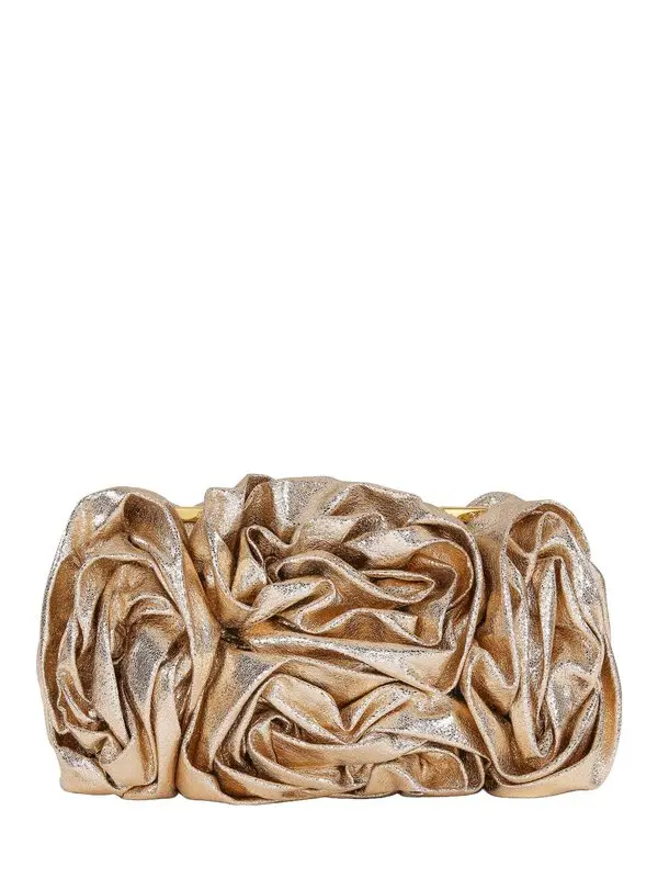Badgley Mischka Metallic Rosette Clutch - Gold