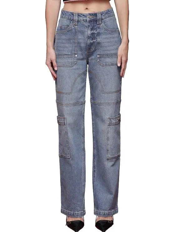 Avec Les Filles Straight Leg Carpenter Jeans - Swan Wash