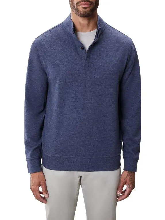 Robert Barakett Textured Quarter Button Pullover - Denim