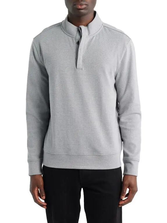 Robert Barakett Textured Quarter Button Pullover - Silver