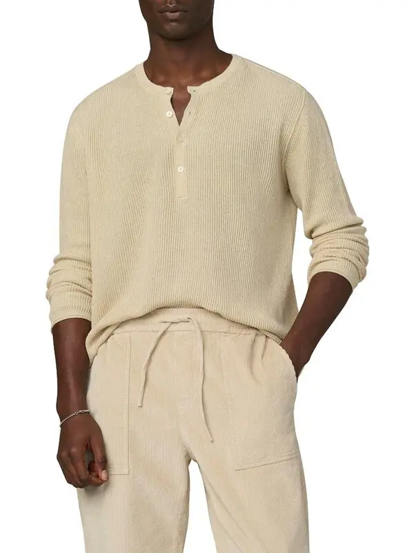 Joe's Jeans Cotton And Linen Henley Sweater - Winter Sand