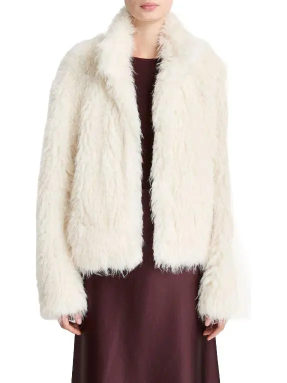 Vince Shaggy Faux Fur Jacket - Light Cream