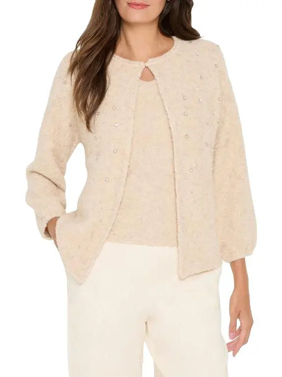 NIC+ZOE Crystal Embellished Cardigan - Warm Sand