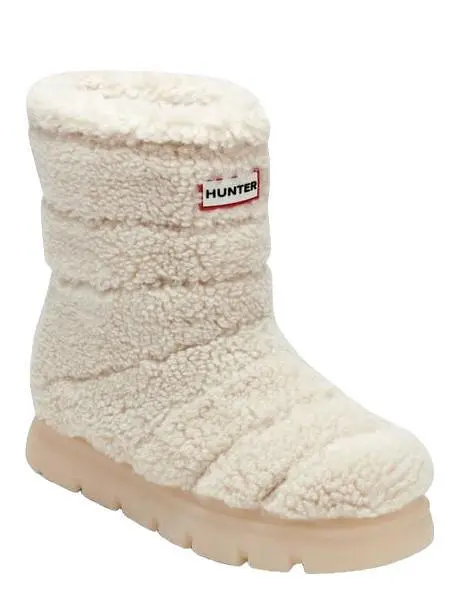 Hunter Waterproof High Pile Fleece Boots - Light Natural