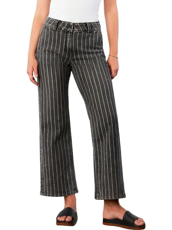 WASH LAB DENIM Kellie High-waist Relaxed Straight-leg Jeans - Grey Denim Stripe