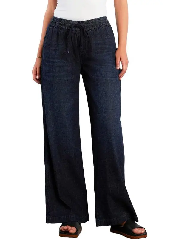WASH LAB DENIM Drawstring Waist Wide Leg Jeans - Sleek Blue