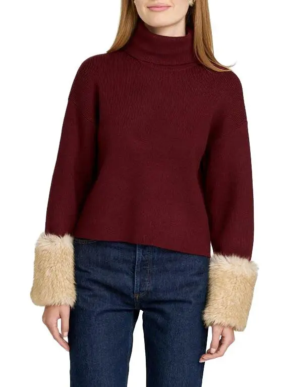 WAYF Rebecca Turtleneck Sweater - Burgundy