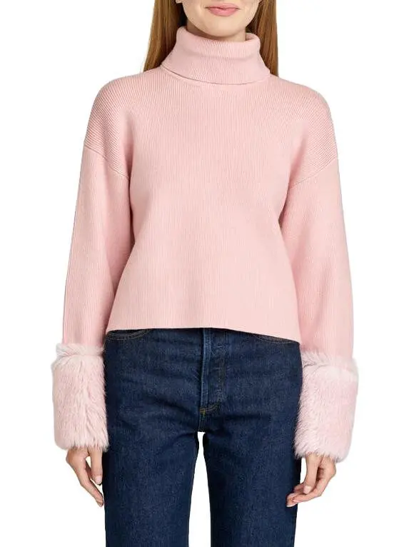 WAYF Rebecca Turtleneck Sweater - Ice Pink