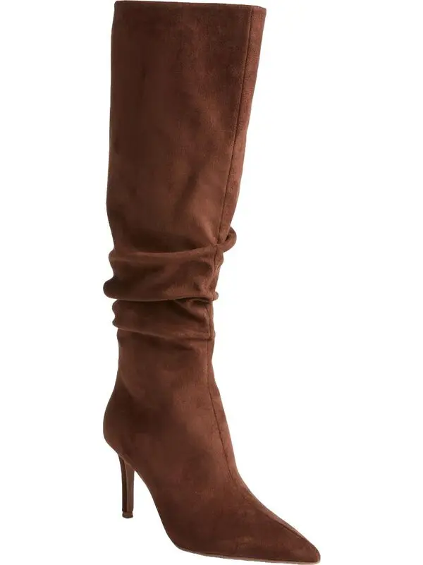 OPEN EDIT Ariana Pointed Toe Knee High Boots - Brown Dark