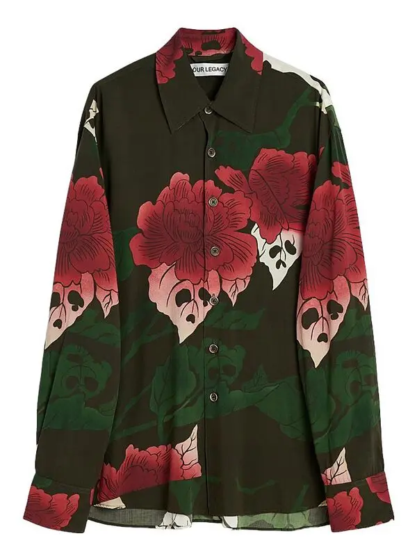 Our Legacy Above Printed Button Front Shirt - Black
