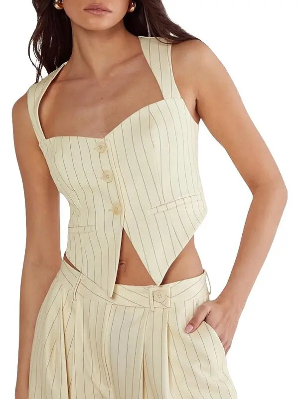 Nasty Gal Pinstripe Tailored Top - Butter