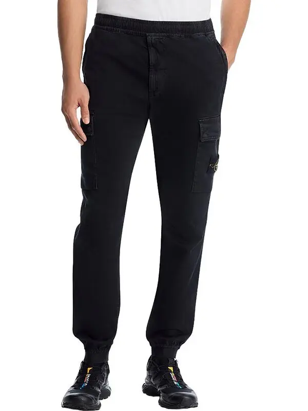 Stone Island Tapered Cotton Stretch Trousers - Black