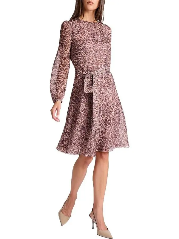 Santorelli Rovela Long Sleeve Fit And Flare Paisley Dress - Dusty Lilac Multi