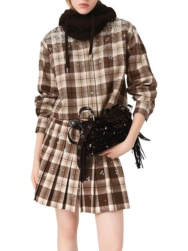 Maje Checked Flannel Shirt - Big Brown Check