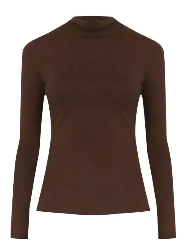 Maje Titanesque Roll Neck Tee - Dark Brown