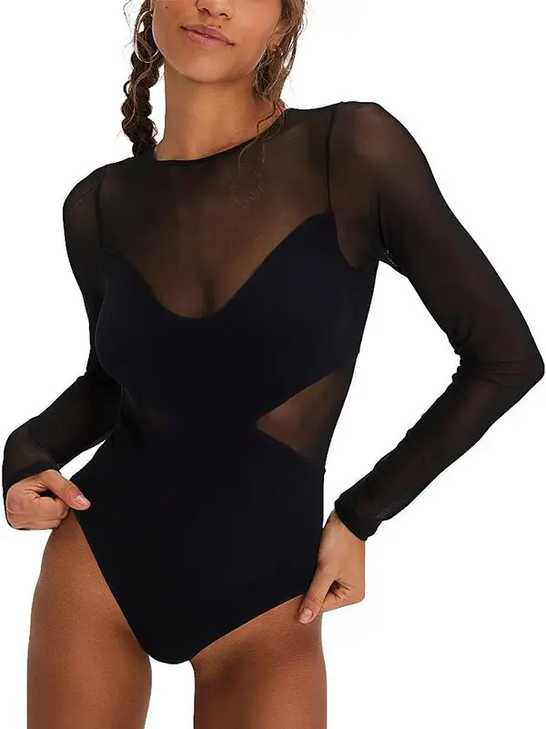 Free People All An Illusion Bodysuit - Black