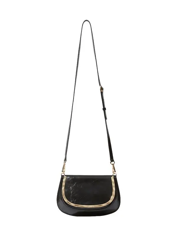 Simkhai Logan Shiny Leather Crossbody - Black