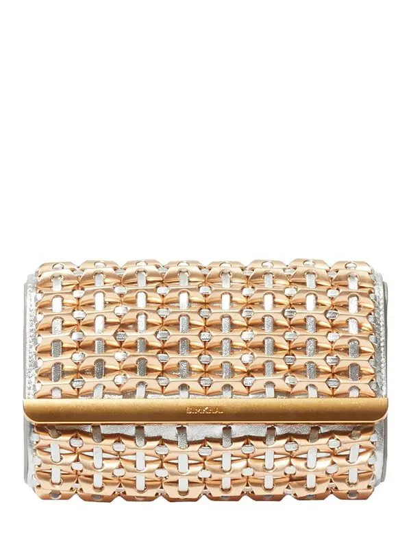 Simkhai Rola Beaded Metallic Leather Clutch - Silver