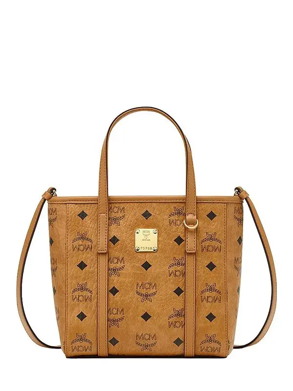 Mcm Toni Mini Visetos Shopper Tote - Cognac
