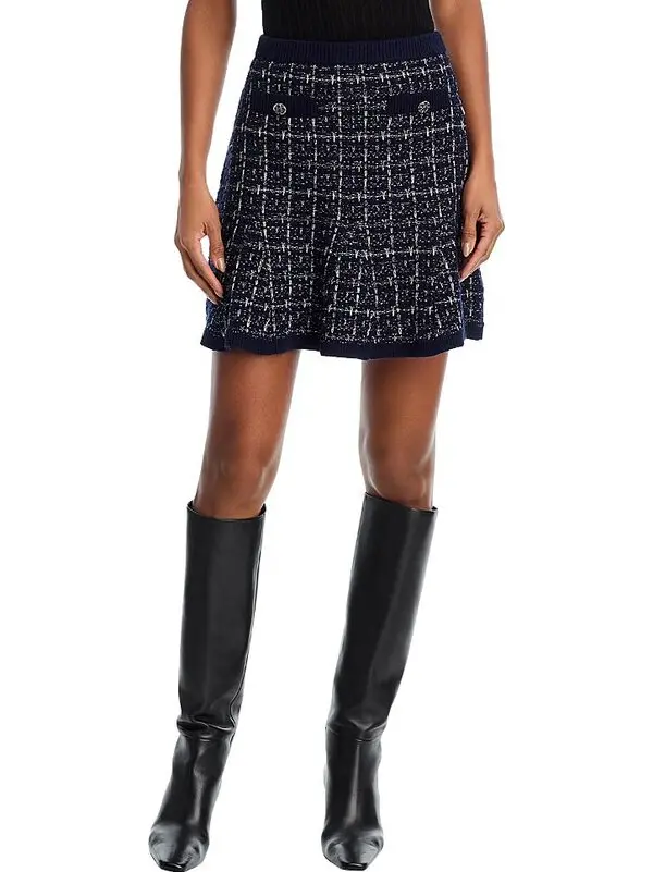 Cinq À Sept Ainara Tweed Mini Skirt - Navy/silver