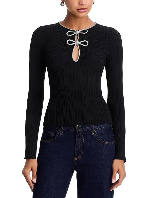 WAYF Rita Bow Trim Top - Black