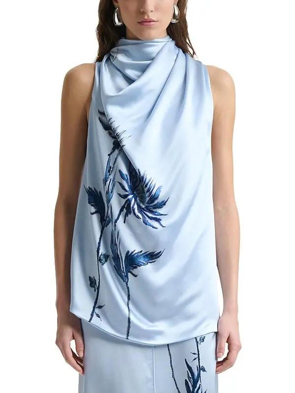 Altuzarra Sleary Silk Top - Danube Shibori Flower