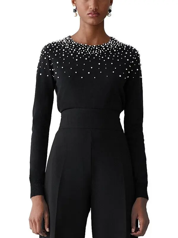 Carolina Herrera Embellished Crewneck Sweater - Black/white