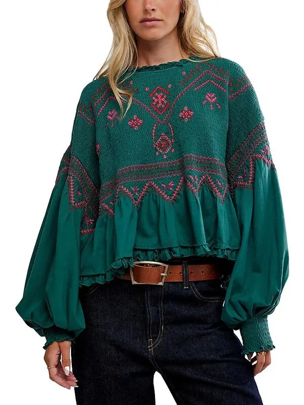 Free People Holly Knit Top - Green Combo