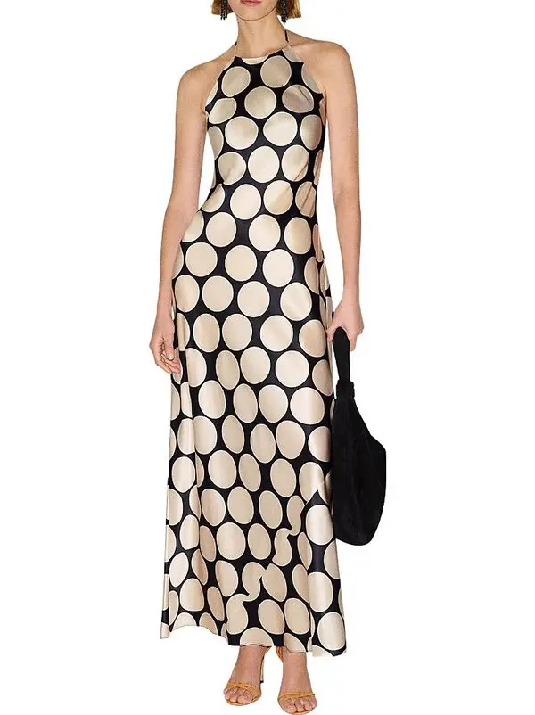 REFORMATION Halterneck Maxi Dress - Full Moon Dot