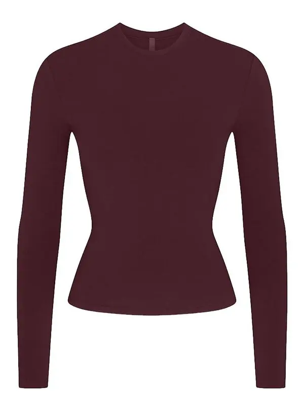 SKIMS Jersey Long Sleeve Tee - Currant