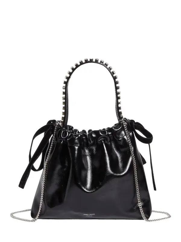 JIMMY CHOO Mini Drawstring Top Handle Bag - Black/black/silver