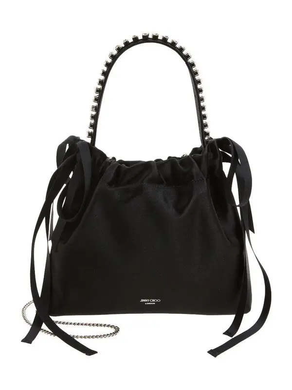 JIMMY CHOO Mini Drawstring Top Handle Bag - Black/black/silver