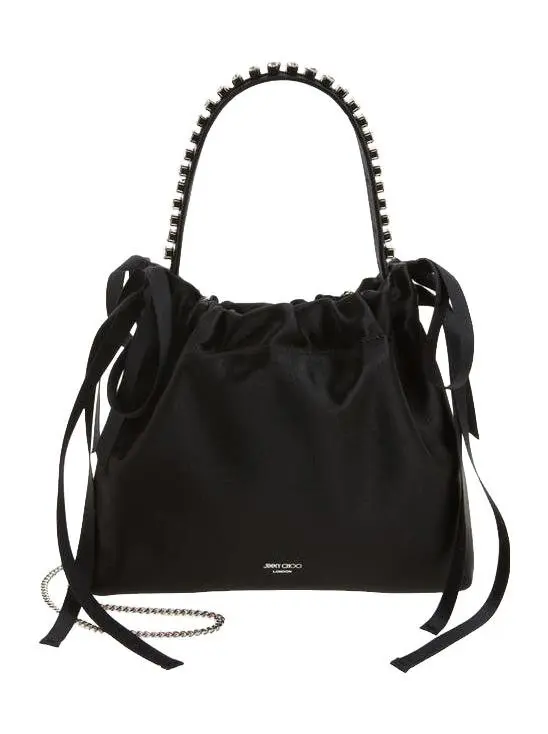 JIMMY CHOO Mini Drawstring Top Handle Bag - Black/black/silver