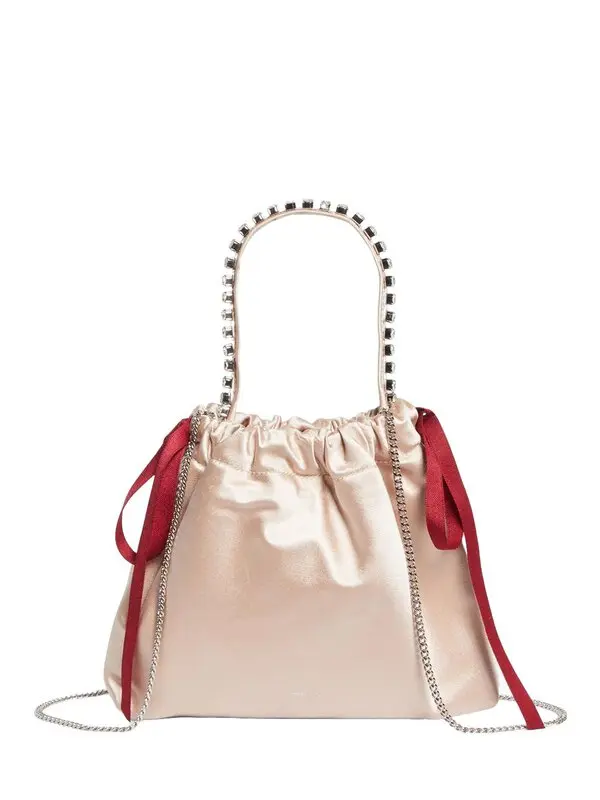 JIMMY CHOO Mini Drawstring Top Handle Bag - Macaron/ruby Red/silver