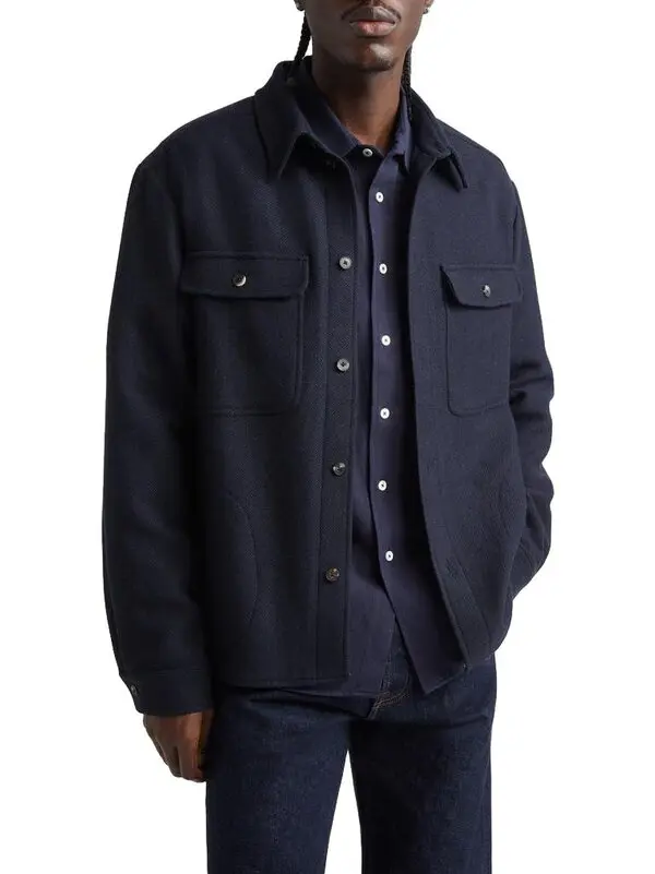De Bonne Facture Yak Hair & Virgin Wool Overshirt - Navy