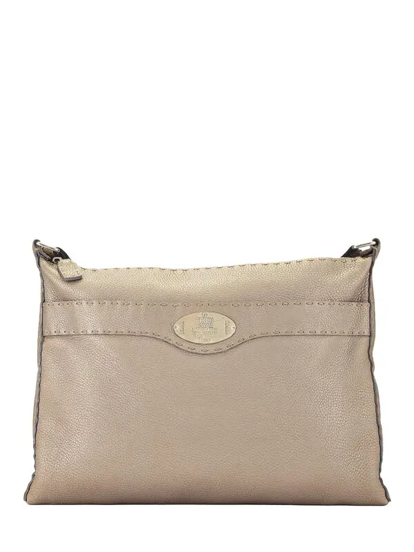 Fendi Leather Selleria Messenger - Grey