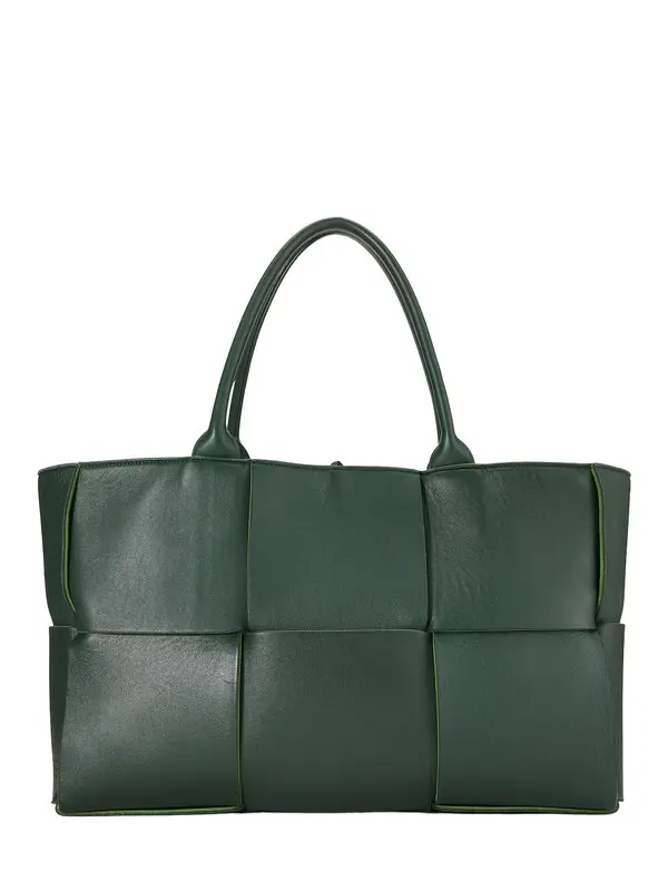 Bottega Veneta Calfskin Maxi Intrecciato Arco Tote - Green