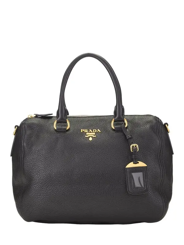 Prada Vitello Daino Convertible Boston - Black